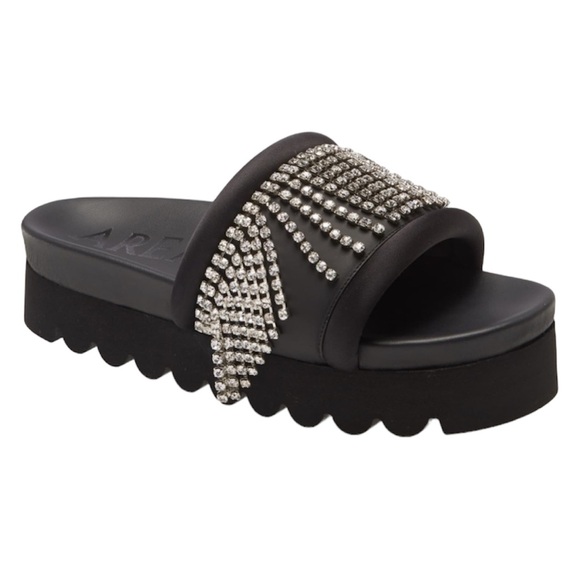 AREA | Shoes | Nwot Area Crystal Embellished Satin Trimmed Rubber ...